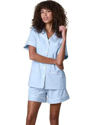KIP Luxe Stretch Cotton Short Set Mist Blue