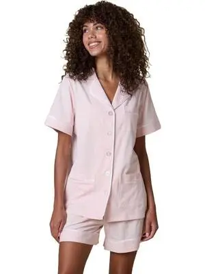 KIP Luxe Stretch Cotton Short Set Pink Peony