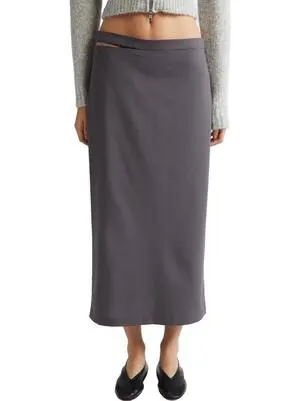 Paloma Wool Jiaqi Cutout Midi Skirt - Grey