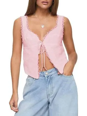 Princess Polly Merrelle Broderie Anglaise Crop Top - Pink