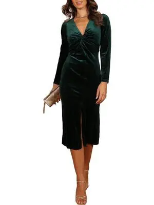 PETAL & PUP Lisse Velvet Cocktail Dress - Emerald