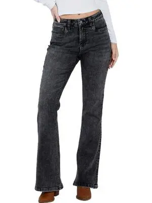 HINT OF BLU High-rise Flare Jeans - Faded Black