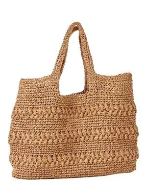 L*Space Changing Tides Crocheted Raffia Tote - Natural