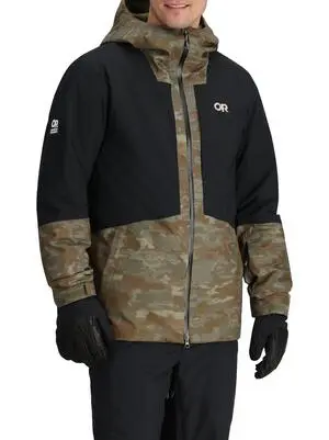 OUTDOOR RESEARCH Snowcrew Waterproof Hooded Ski Jacket - Ranger Green Camo/ Black
