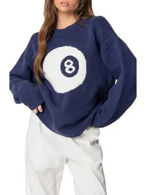 EDIKTED Magic 8 Oversize Sweater - Navy