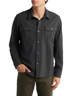 FRAME Classic Stretch Flannel Button-up Shirt - Grey Melange