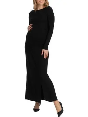 PIETRO BRUNELLI Long Sleeve Jersey Maxi Dress - Black