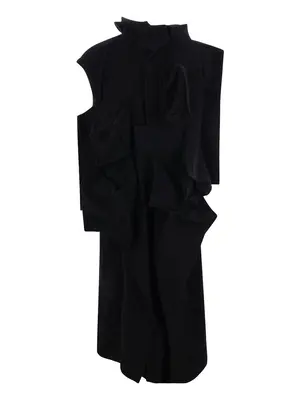 Yohji Yamamoto Draped Maxi Coat - Black