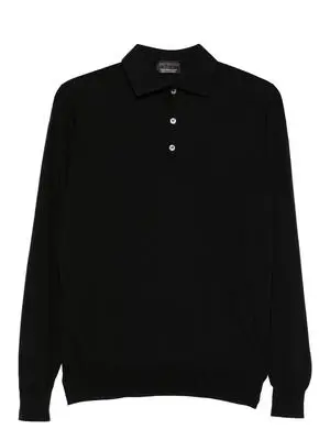 DELL'OGLIO Fine-knit Polo Shirt - Black