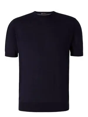 Colombo Crew-neck Fine-knit T-shirt - Blue
