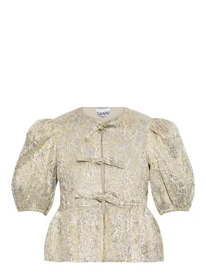 GANNI Lurex Thread Blouse - Gold