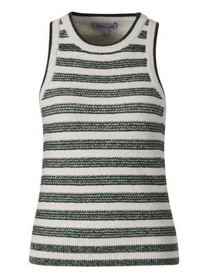 Veronica Beard Striped Linen Top - Green