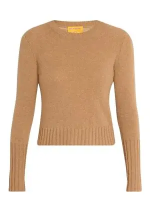 Guest In Residence Shrunken Crewneck Sweater In Cashmere Almond