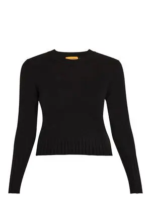 Guest In Residence Shrunken Crewneck Sweater In Cashmere Black