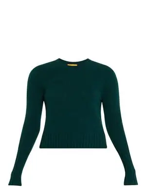 Guest In Residence Shrunken Crewneck Sweater In Cashmere Dkgrn