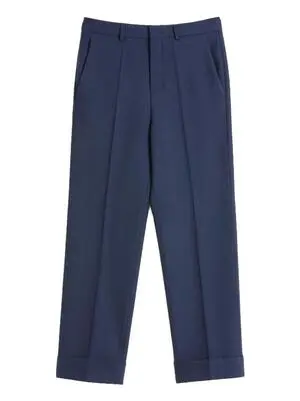 Valentino Garavani Gabardine Trousers With Cuffed Hem - Blue