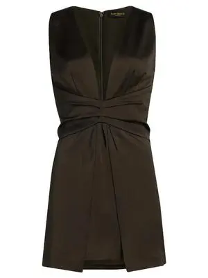 Ramy Brook Cassea Ruched Satin Minidress - Deep Olive