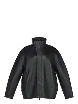 Mcm Oversized Leather Blouson Jacket - Black