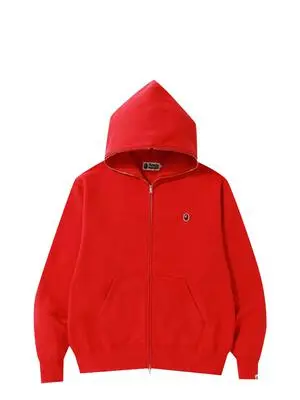 A BATHING APE Full Zip Relaxed Hoodie - Red