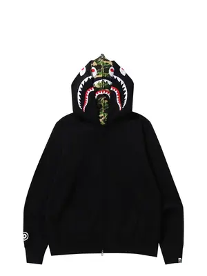 A BATHING APE Abc Camo Shark Wide Fit Full Zip Double Hoodie - Black