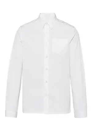 Prada Logo-patch Boxy-fit Cotton Shirt - White