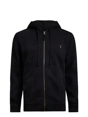ALLSAINTS Raven Logo-embroidered Zip-up Cotton Hoody - Black