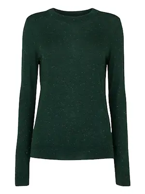 Whistles Sparkle-knit Crew-neck Jumper - Dark Green
