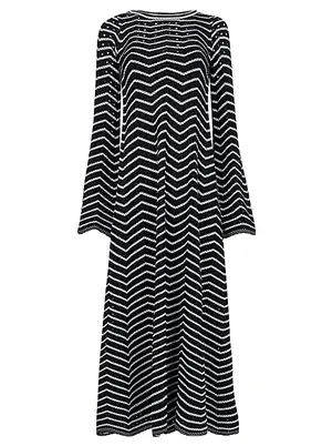 LEEM Jacquard-pattern Knitted Midi Dress - Black