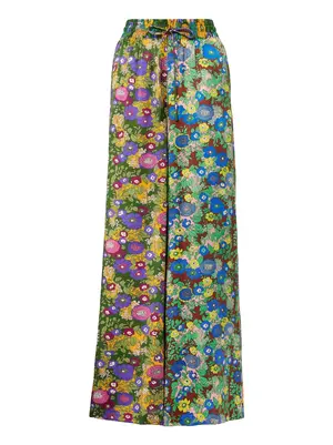 ALEMAIS Alémais Printed Silk Satin Wide-leg Pants - Multicoloured