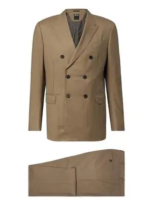 Zegna Double-breasted Wool Twill Suit - Brown