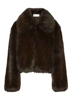 THE FRANKIE SHOP Hope Faux Fur Jacket - Brown