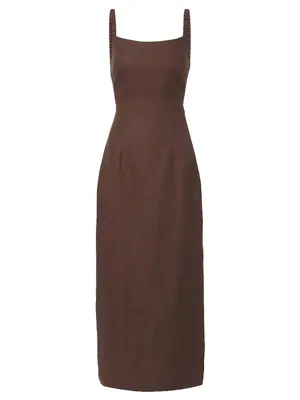 Sir The Label Linen Midi Dress - Brown