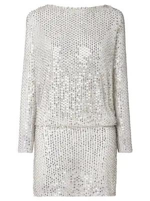 Retrofete Danae Draped Embellished Tulle Mini Dress - Silver