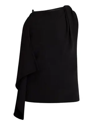 Proenza Schouler Alyssa Twisted Drape Matte Viscose Crepe Top Black