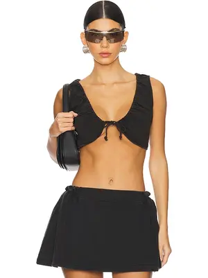 PRIVATE POLICY Washed Cotton Drawstring Crop Top