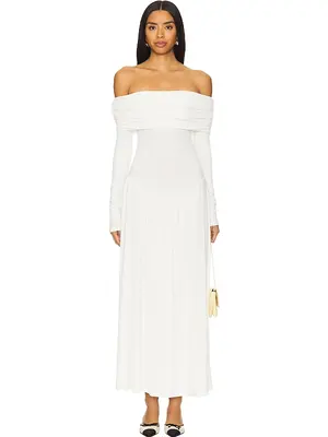 WeWoreWhat Off Shoulder Ruched Midi Dress - Ivory