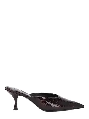 Retrofete Bonnie Leather Mule - Burgundy Croco