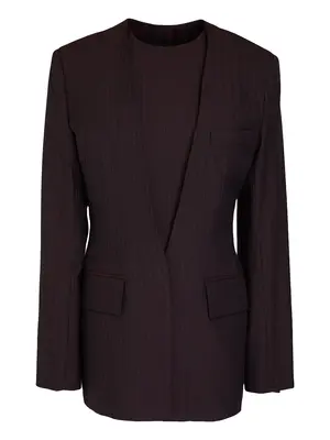 Victoria Beckham Pinstriped Twill Blazer - Dark Brown