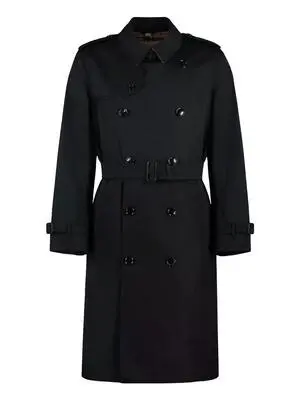 Burberry Heritage Kensington Belted Trench Coat - Black