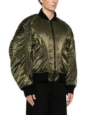 MUGLER Satin Bomber Jacket - Green