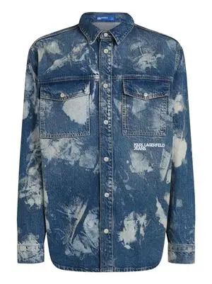 Karl Lagerfeld Bleached Recycled-cotton Shirt - Blue
