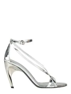 Alexander McQueen Leather Ankle Strap Sandals - Silver