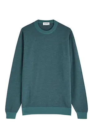 John Smedley Textured Wool Jumper - Blue