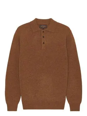 BEAMS Knit Polo 9g Sweater - Brown
