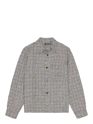 WAO Boucle Tweed Shirt Jacket In Black - Black & White