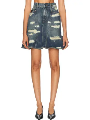 Marc Jacobs Fluted Mini Denim Skirt - Punk Indigo