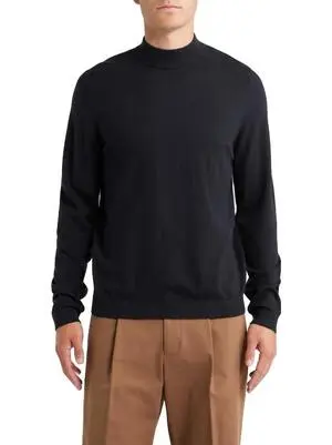 OPEN EDIT Solid Mock Neck Sweater Black Caviar