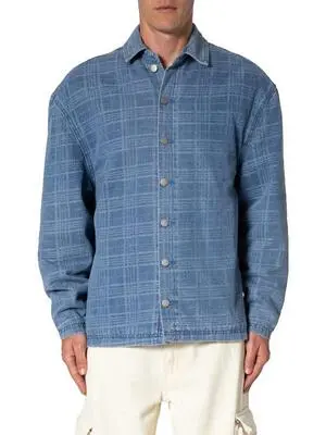 Mnml Jacquard Denim Shirt Jacket - Blue
