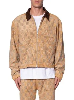 Mnml Studded Checker Trucker Jacket - Tan