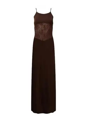 WeWoreWhat Lace Slip Maxi Dress - Brown